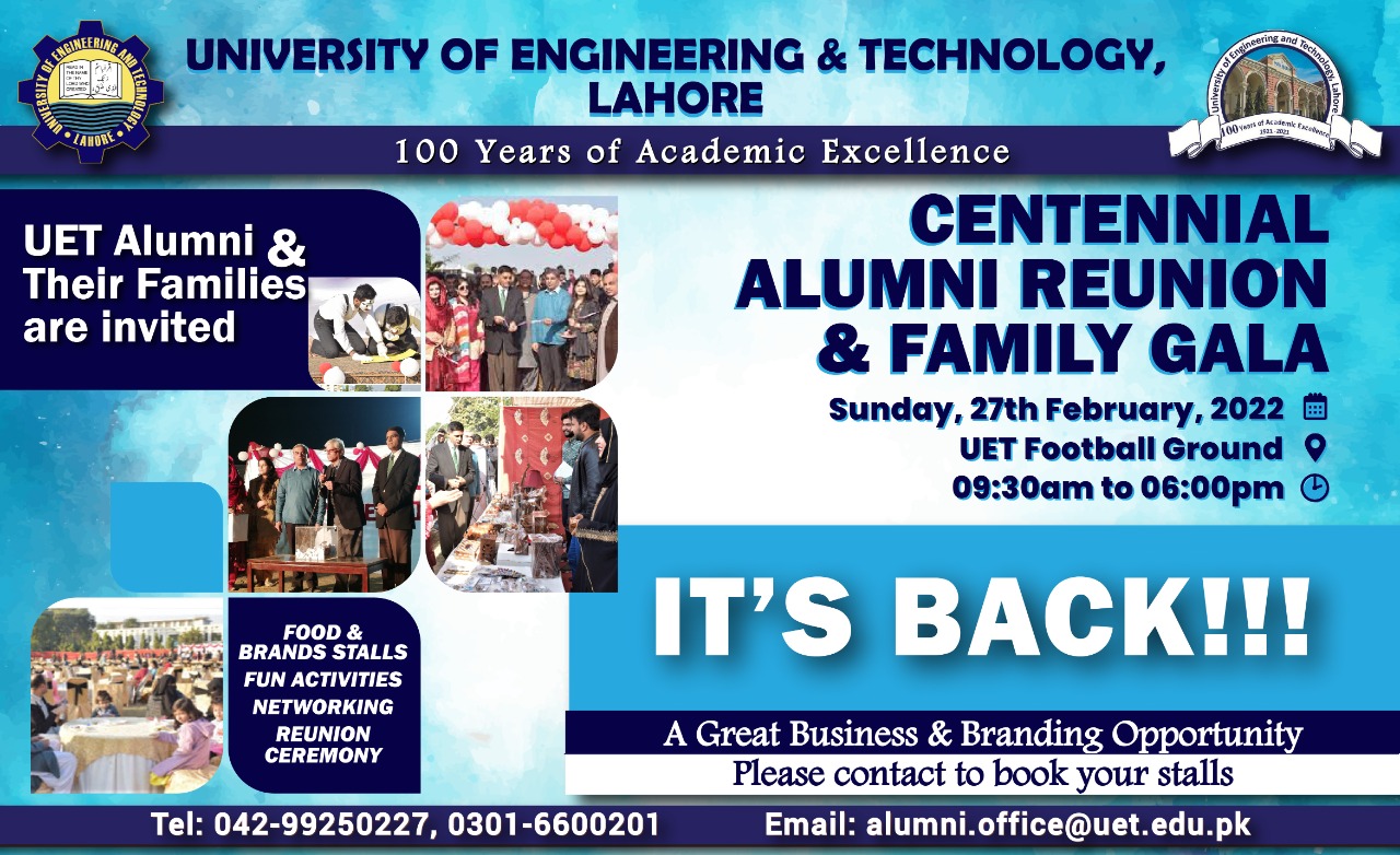 Reschedule Announcement- UET Centennial Alumni Reunion & Family Gala
